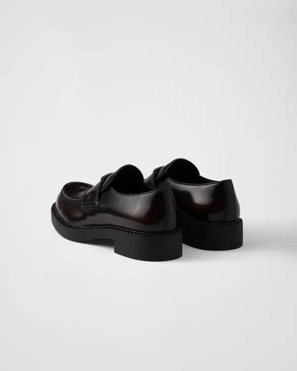 Prada Brushed Leather Loafers - Brown