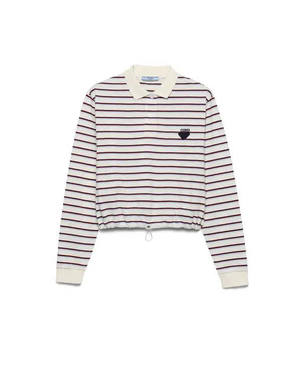 Prada Striped Piqué Polo Shirt - Neutral