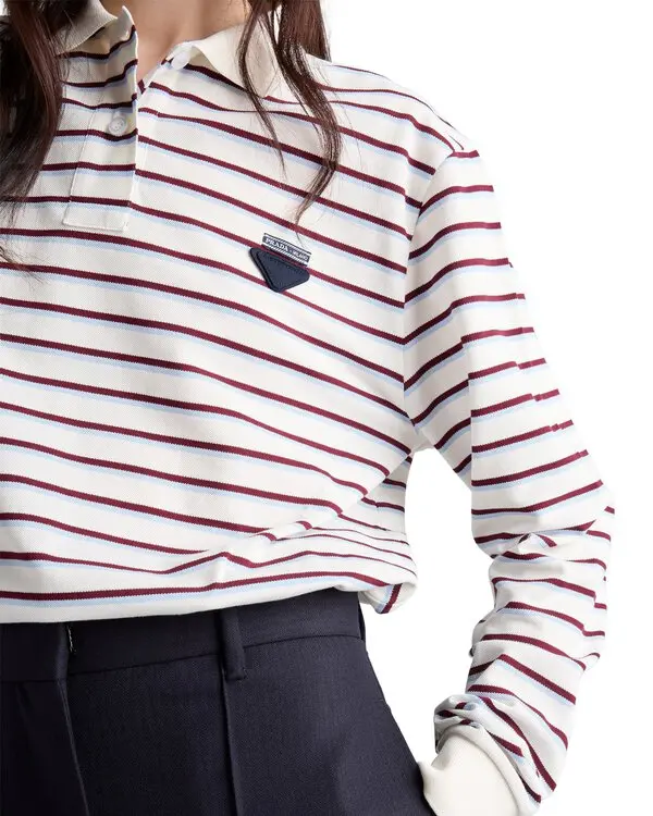 Prada Striped Piqué Polo Shirt