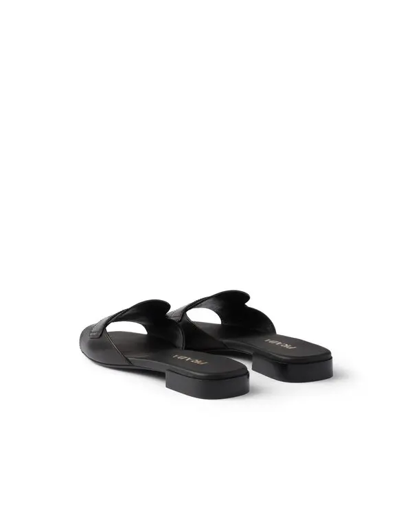 Prada Leather Slides - Black