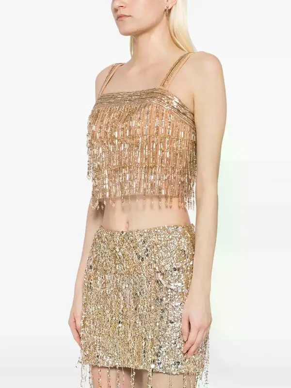 Elisabetta Franchi Sequin-embroidered Crepe Top