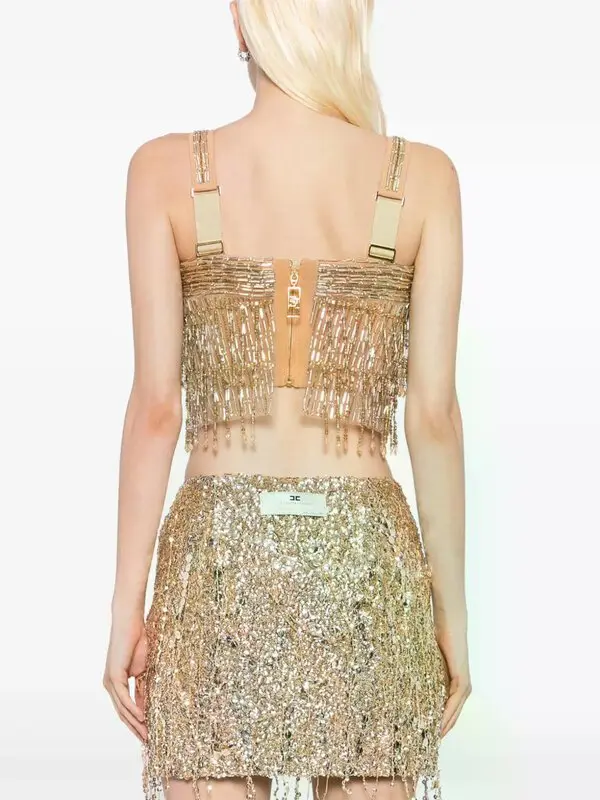 Elisabetta Franchi Sequin-embroidered Crepe Top