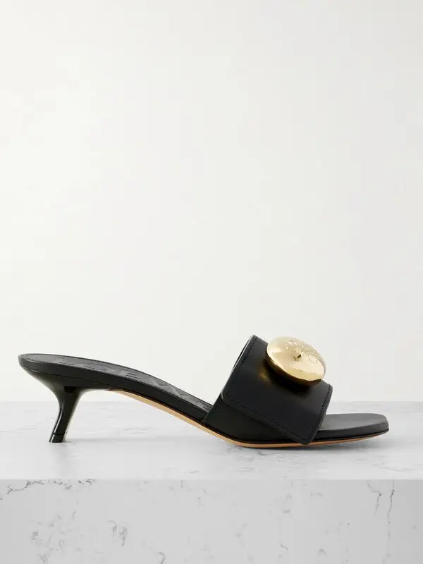 Loewe Pebble-embellished Leather Sandals - Black