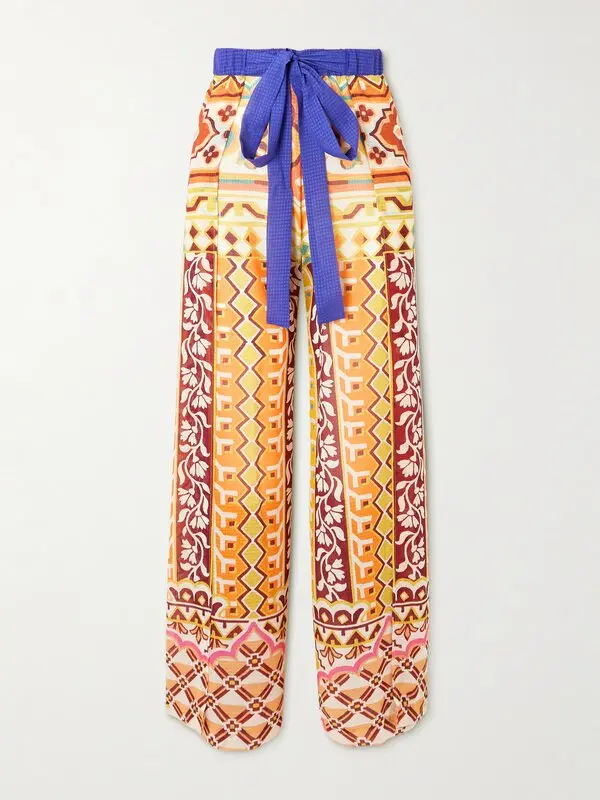 Etro Belted Printed Wide-leg Pants