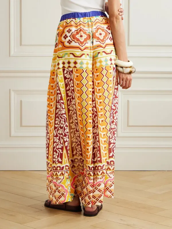 Etro Belted Printed Wide-leg Pants
