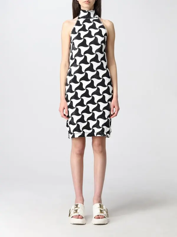 Bottega Veneta Wavy Triangle Print Short Dress