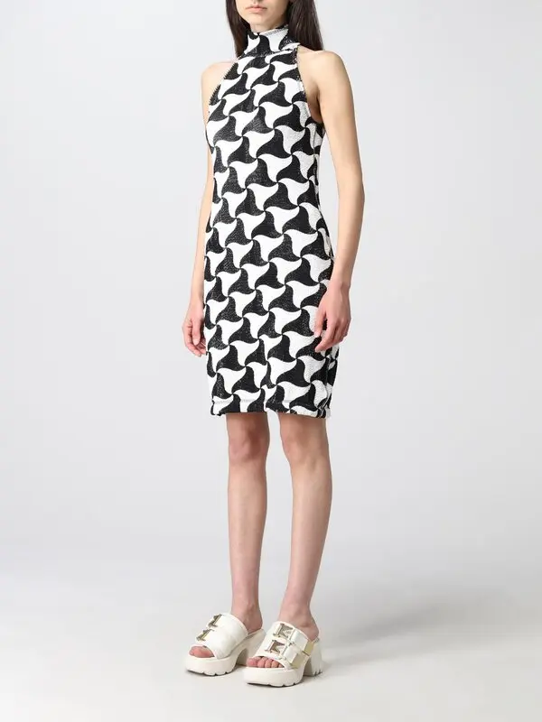 Bottega Veneta Wavy Triangle Print Short Dress