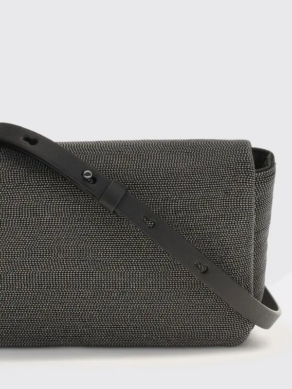 Brunello Cucinelli Leather Pouch With Monile Embroidery - Black