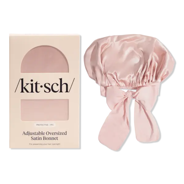 KITSCH Adjustable Oversized Satin Bonnet - Blush
