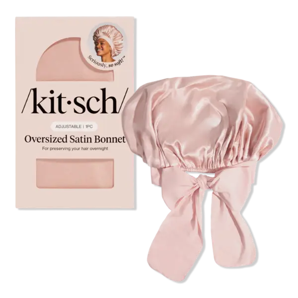 KITSCH Adjustable Oversized Satin Bonnet - Blush