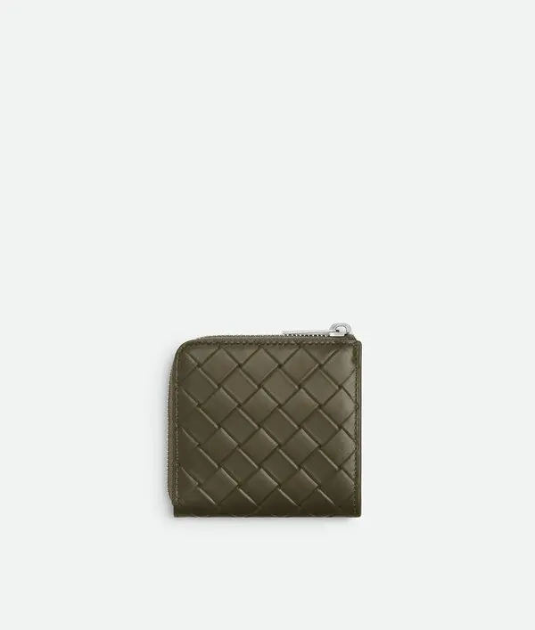 Bottega Veneta Intrecciato Stamp Square Zip Around Wallet - Cypress