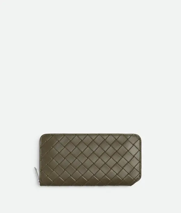Bottega Veneta Intrecciato Stamp Zip Around Wallet - Cypress