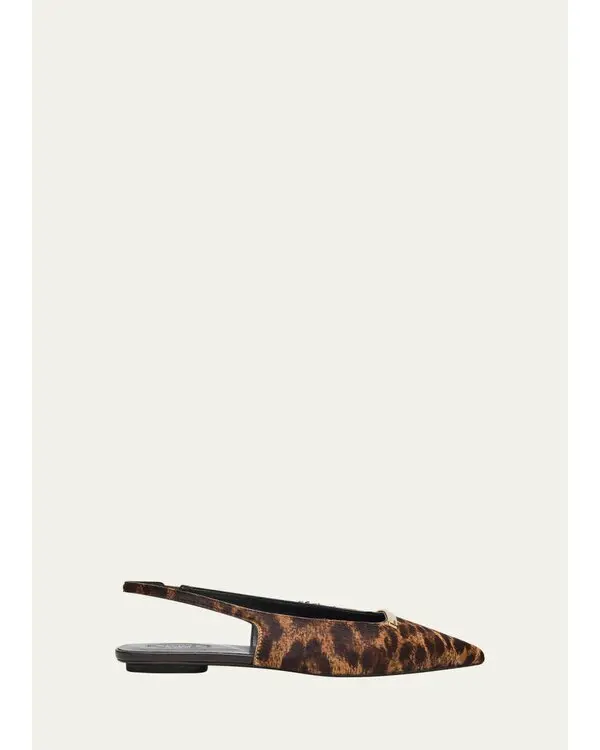 TOD'S Printed Slingback Flats - Leopard