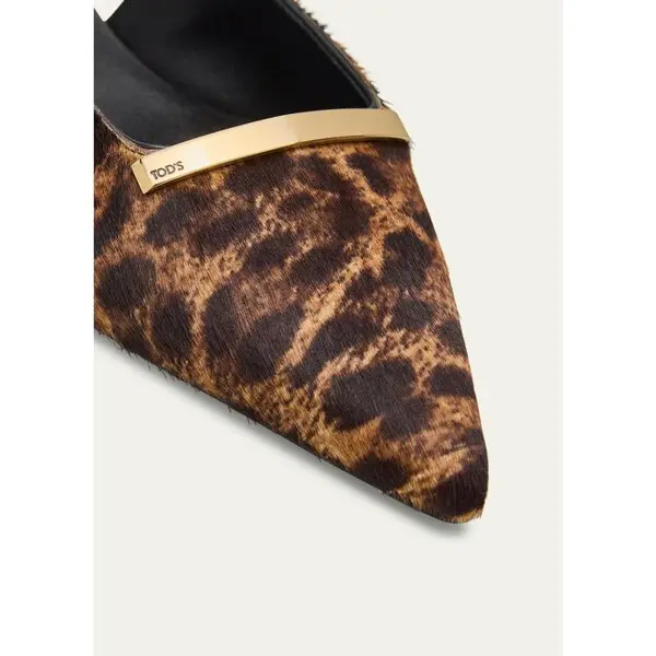 TOD'S Printed Slingback Flats - Leopard