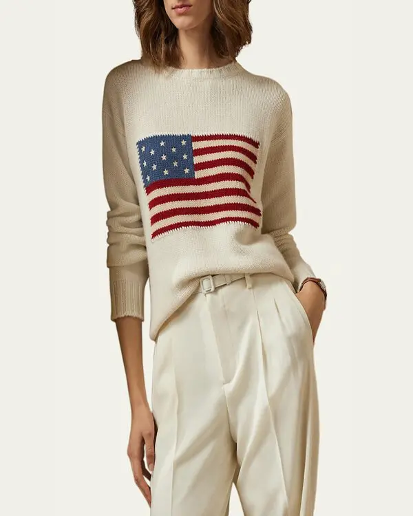 Ralph Lauren Flag Crewneck Sweater - Cream