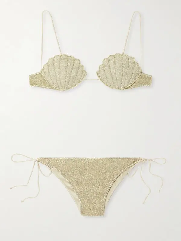 Oseree Lumière Shell Metallic Bikini - Gold