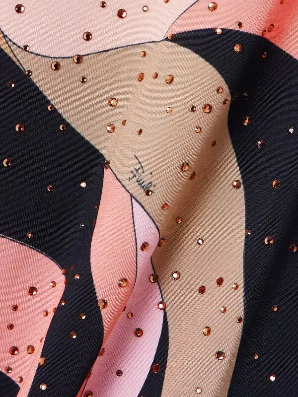 Emilio Pucci Marmo Crystal-embellished Printed Halterneck Maxi Dress