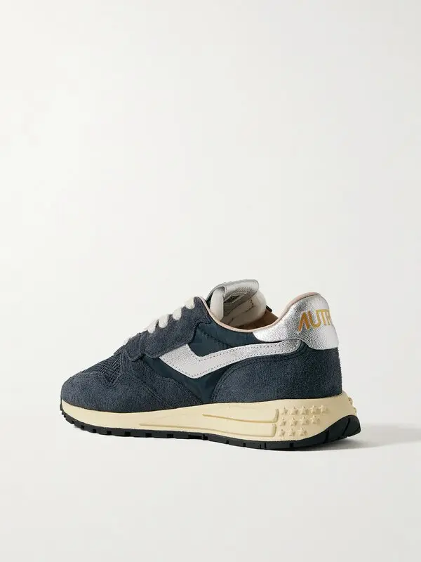 AUTRY Reelwind Low Metallic Leather-trimmed Sneakers - Blue