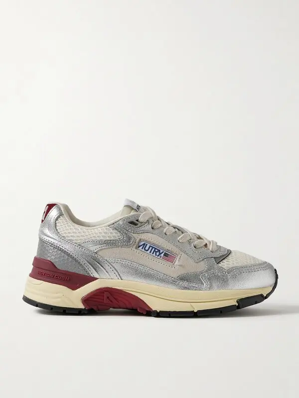 AUTRY Hyperway Low Metallic Leather Sneakers - Silver