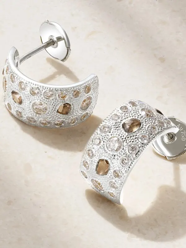DE BEERS LONDON Talisman 18-karat White Gold Diamond Hoop Earrings