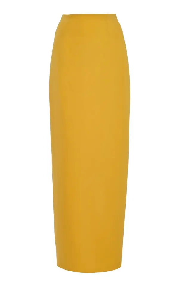 Carolina Herrera Tailored Bi-stretch Wool Maxi Skirt - Yellow