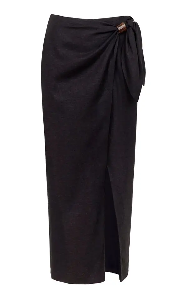 VIX PAULA HERMANNY Knotted Midi Skirt - Black
