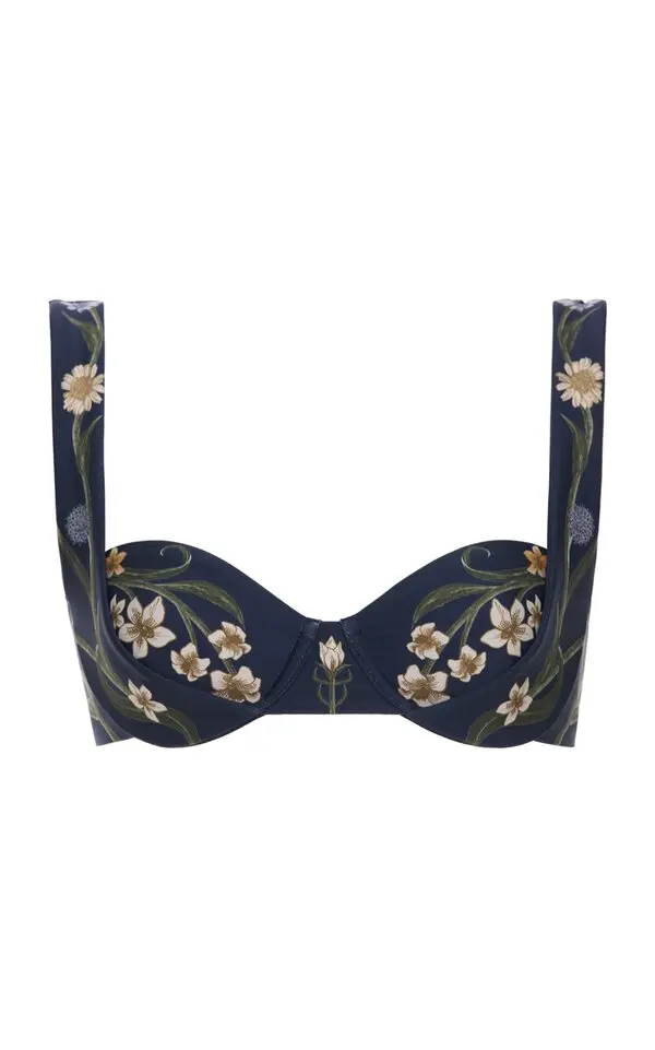 Agua Bendita Zucchini Floral Bikini Top - Navy