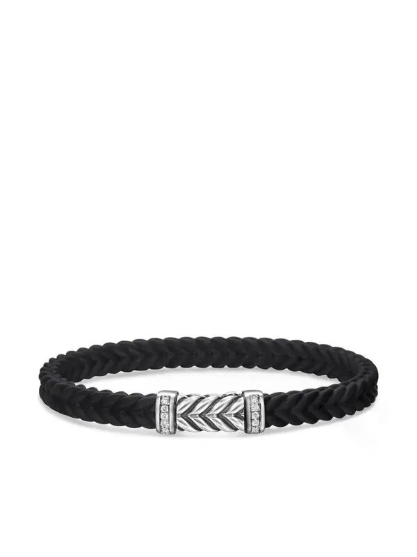 David Yurman Sterling Silver Chevron Diamond Bracelet - Black