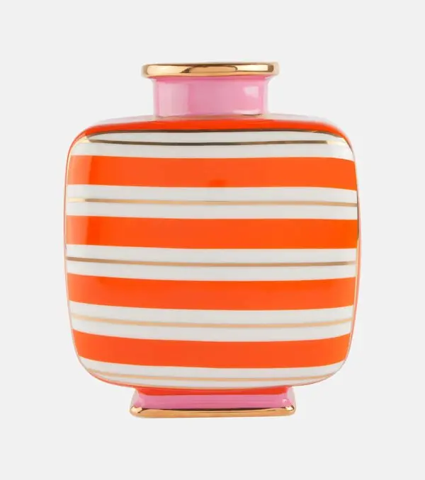Jonathan Adler Portofino Striped Porcelain Vase - Orange