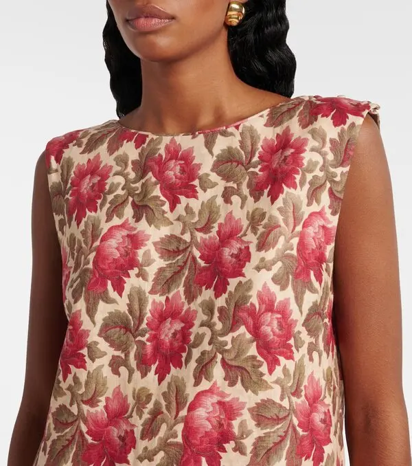 Buy Posse Rosalie Floral Linen Shift Dress - Red At 30% Off | Editorialist