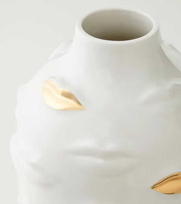 Jonathan Adler Gilded Gala Porcelain Vase - White
