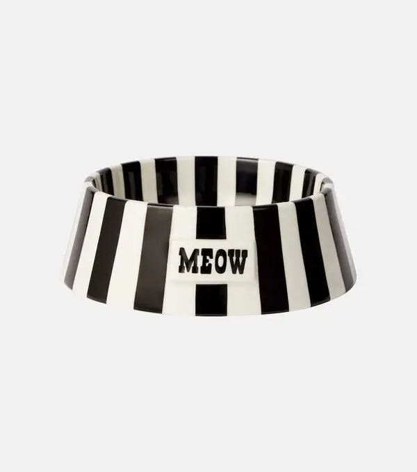 Jonathan Adler Vice Meow Striped Cat Bowl - Black