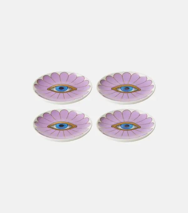 Jonathan Adler Fleur Set Of 4 Ceramic Coasters - Purple