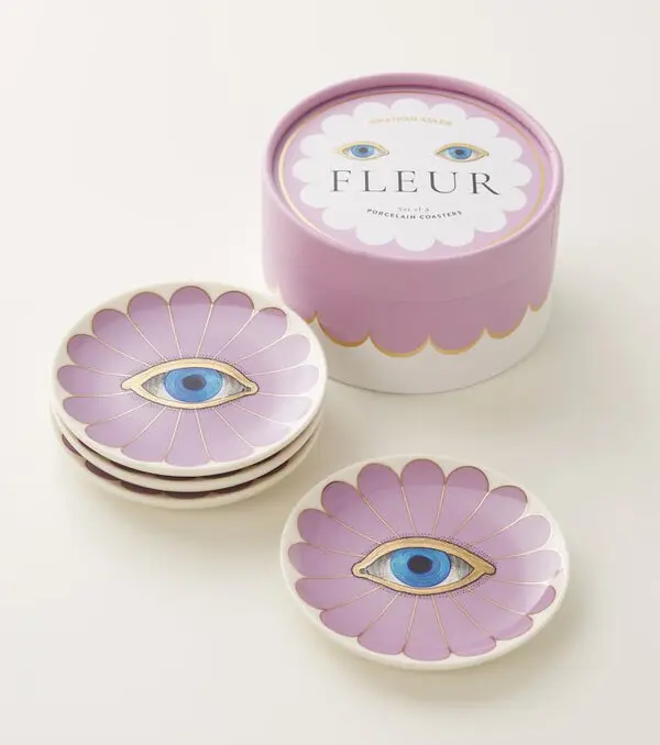 Jonathan Adler Fleur Set Of 4 Ceramic Coasters