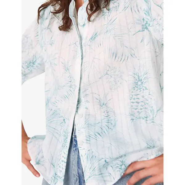 Whistles Pineapple-print Textured Cotton-blend Shirt - Cream