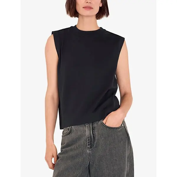 Whistles Edie Round-neck Sleeveless Vest - Black