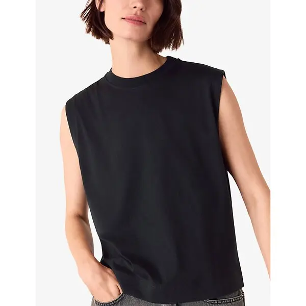 Whistles Edie Round-neck Sleeveless Vest - Black