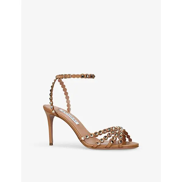 AQUAZZURA Tequila 85 Heeled Leather Sandals - Brown