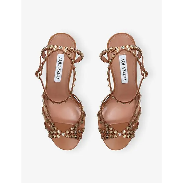 AQUAZZURA Tequila 85 Heeled Leather Sandals - Brown