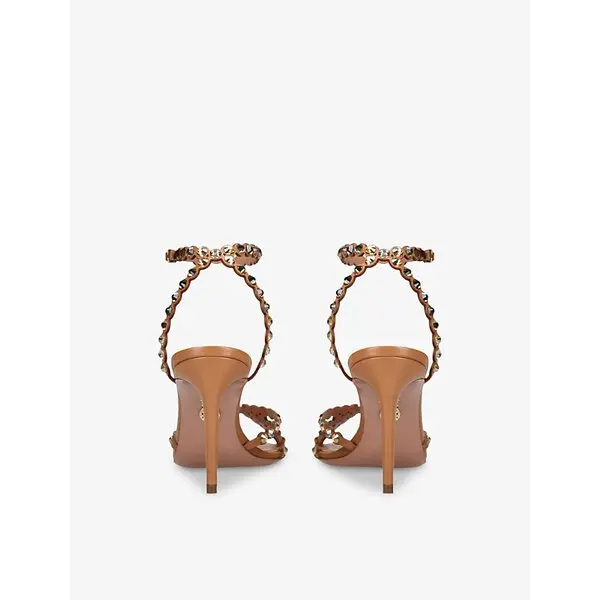AQUAZZURA Tequila 85 Heeled Leather Sandals - Brown