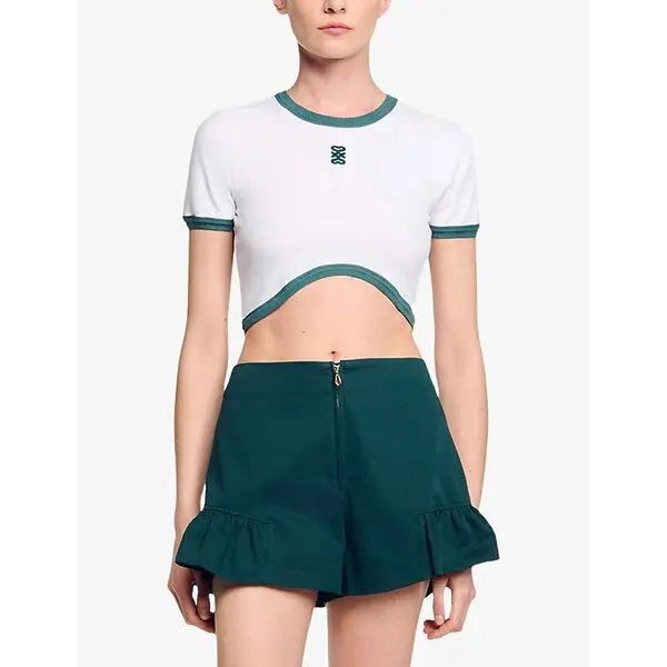 Sandro Logo-embroidered Cropped Top