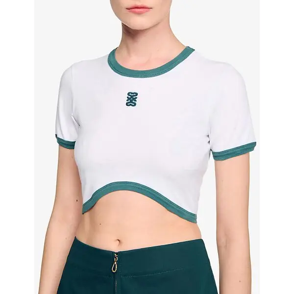 Sandro Logo-embroidered Cropped Top