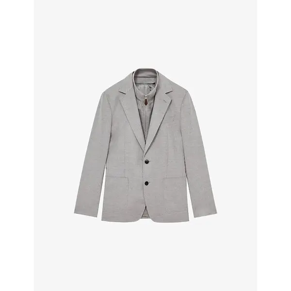 REISS Patch Gilet-insert Regular-fit Woven Blazer