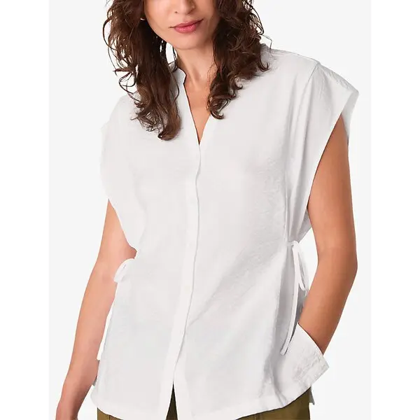 Whistles Side-tie Button-down Woven Shirt - White