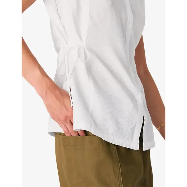 Whistles Side-tie Button-down Woven Shirt - White