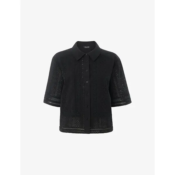 Whistles Broderie Cotton Shirt - Black