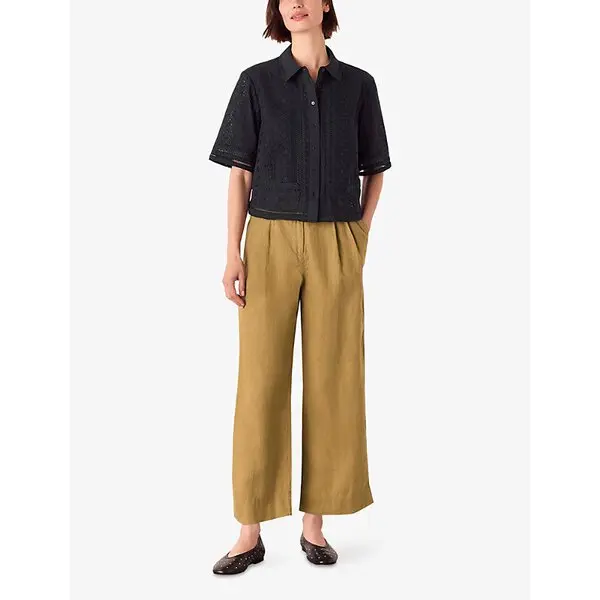 Whistles Broderie Cotton Shirt - Black