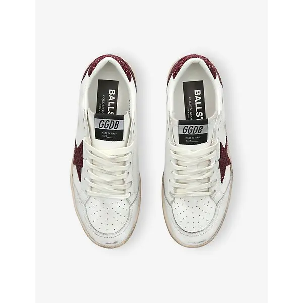 GOLDEN GOOSE Ball Star Leather Low-top Trainers - White/red