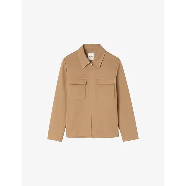 Sandro Flap-pockets Straight-fit Cotton Jacket - Camel