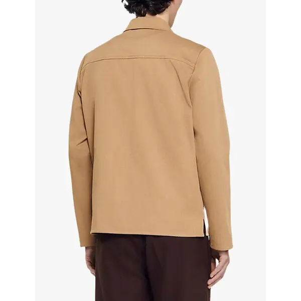 Sandro Flap-pockets Straight-fit Cotton Jacket - Camel